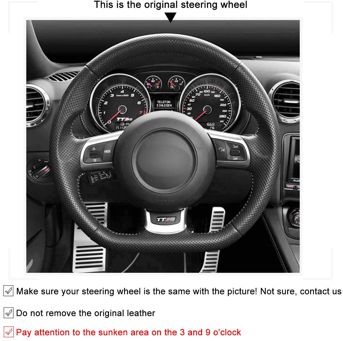 Loncky Auto Custom Fit OEM Black Genuine Leather Car Steering Wheel ...