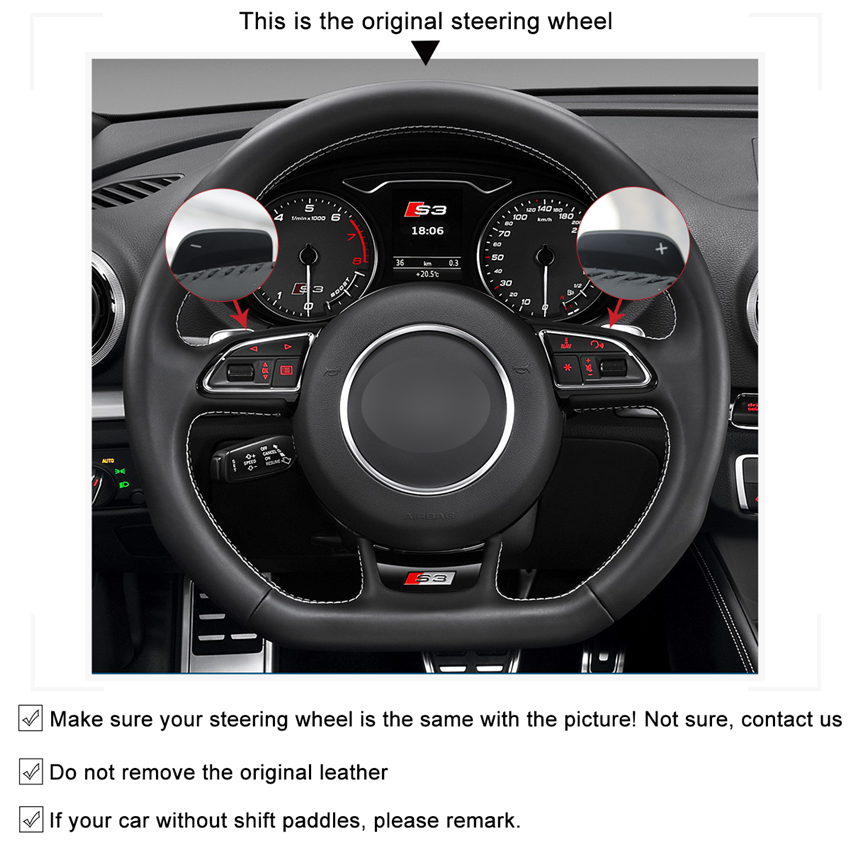 Loncky Auto Custom Fit OEM Black Genuine Leather Car Steering Wheel ...