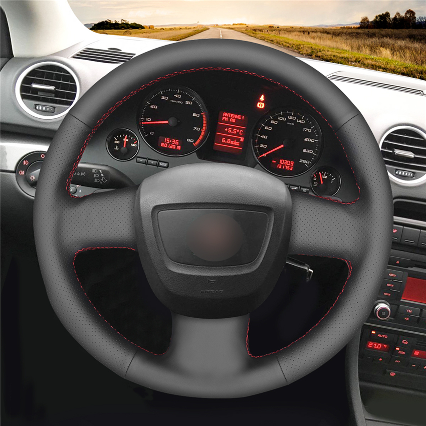 Loncky Auto Custom Fit OEM Black Genuine Leather Car Steering Wheel ...