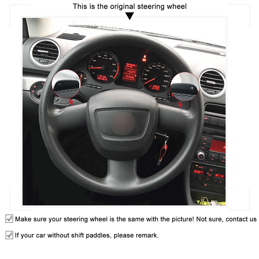 Loncky Auto Custom Fit OEM Black Genuine Leather Car Steering Wheel ...