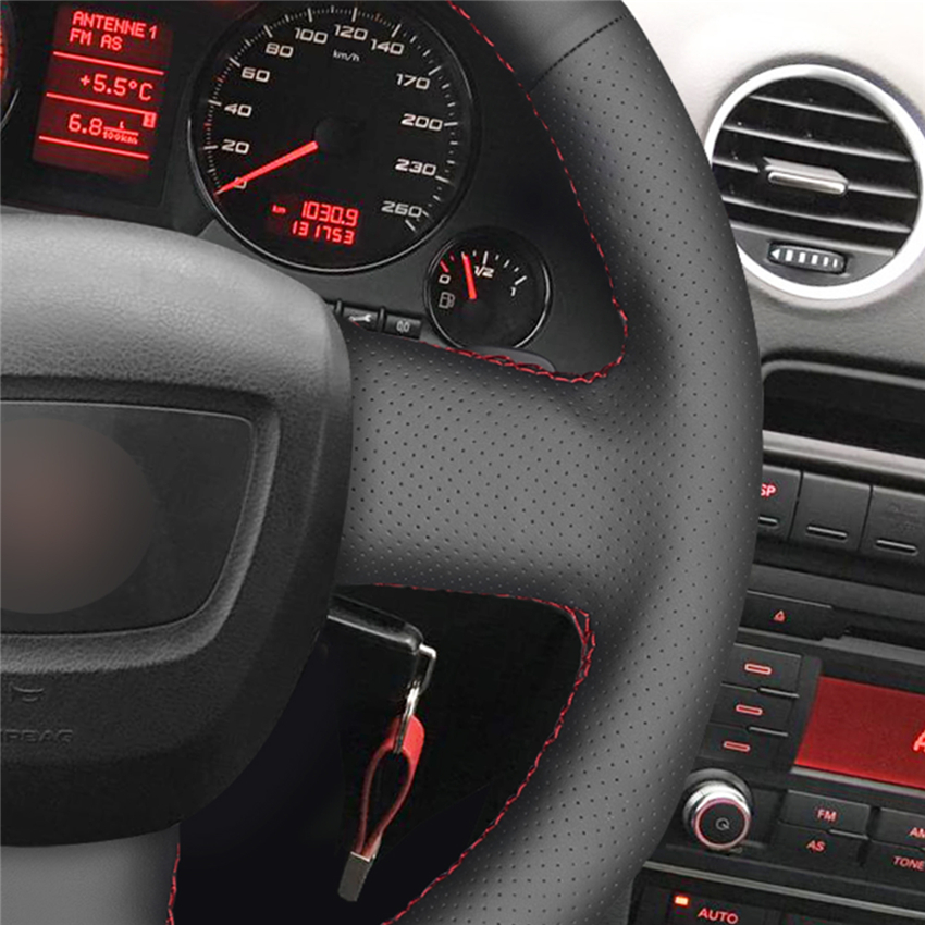 Loncky Auto Custom Fit OEM Black Genuine Leather Car Steering Wheel ...