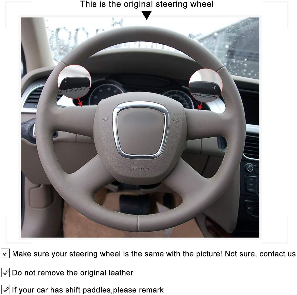 Loncky Auto Custom Fit OEM Black Genuine Leather Car Steering Wheel ...