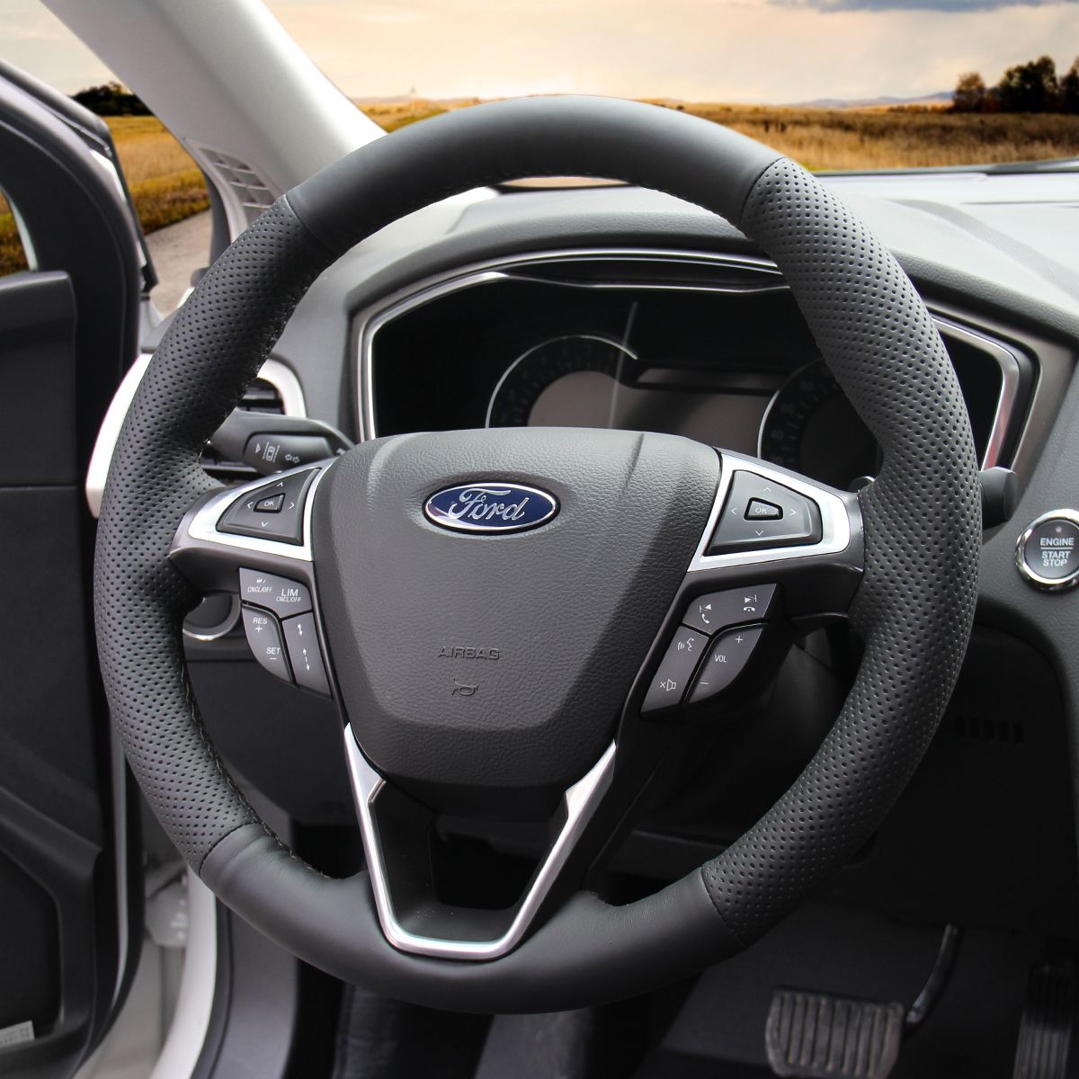 Loncky Auto Custom Fit OEM Black Genuine Leather Car Steering Wheel ...