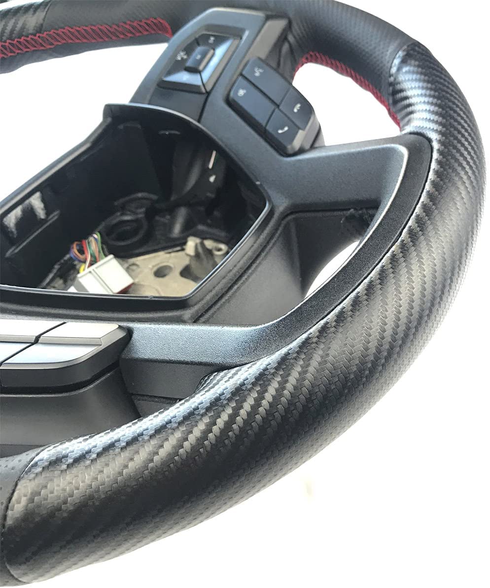 Loncky Auto Custom Fit OEM Black Genuine Leather Car Steering Wheel ...