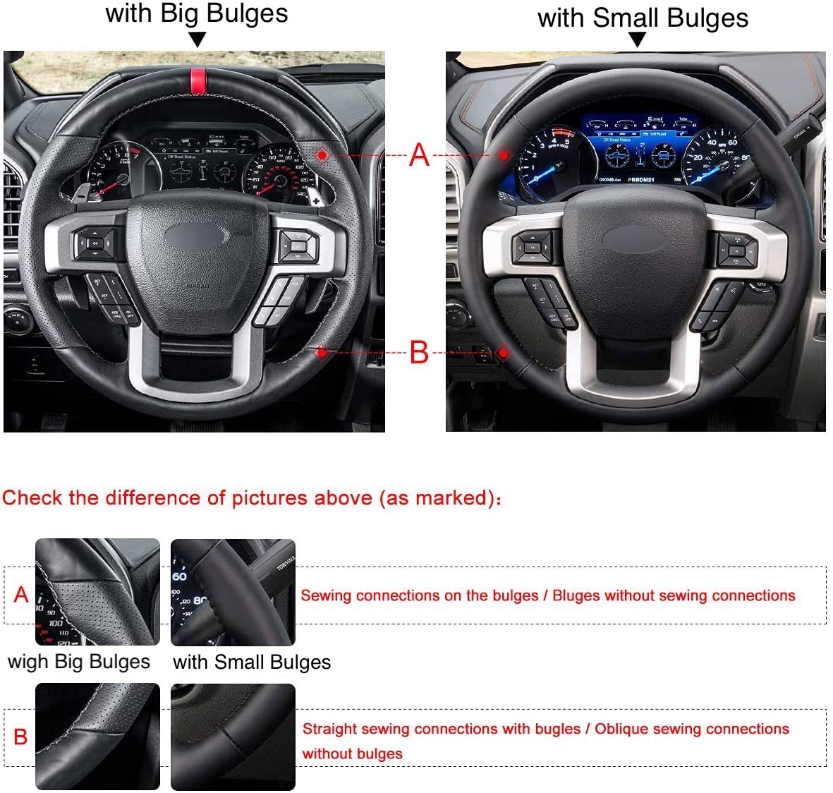 Loncky Auto Custom Fit OEM Black Genuine Leather Car Steering Wheel ...