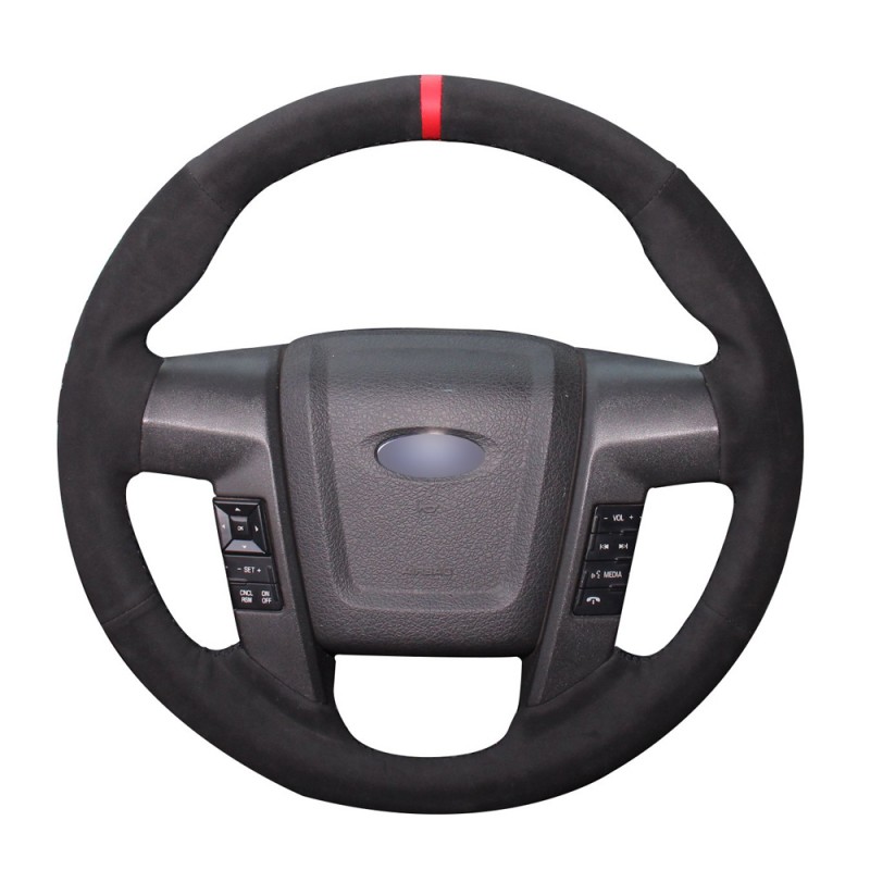 Loncky Auto Custom Fit OEM Black Suede Steering Wheel Covers for Ford ...