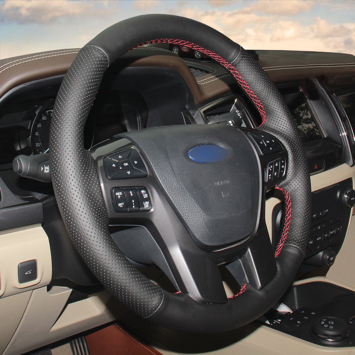 Loncky Auto Custom Fit OEM Black Genuine Leather Steering Wheel Covers ...