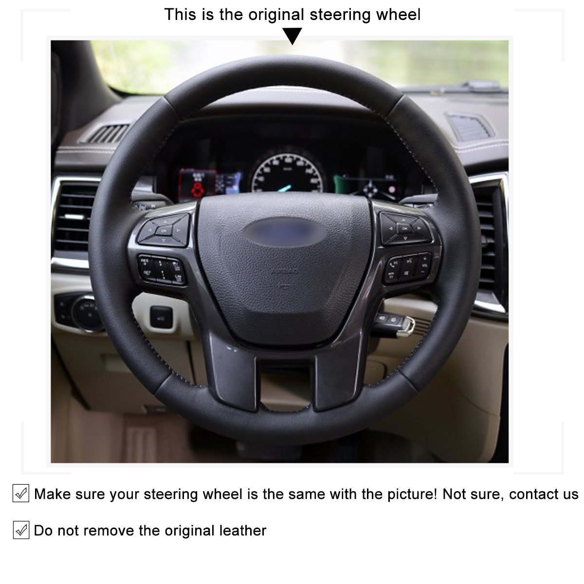 Loncky Auto Custom Fit OEM Black Genuine Leather Steering Wheel Covers ...