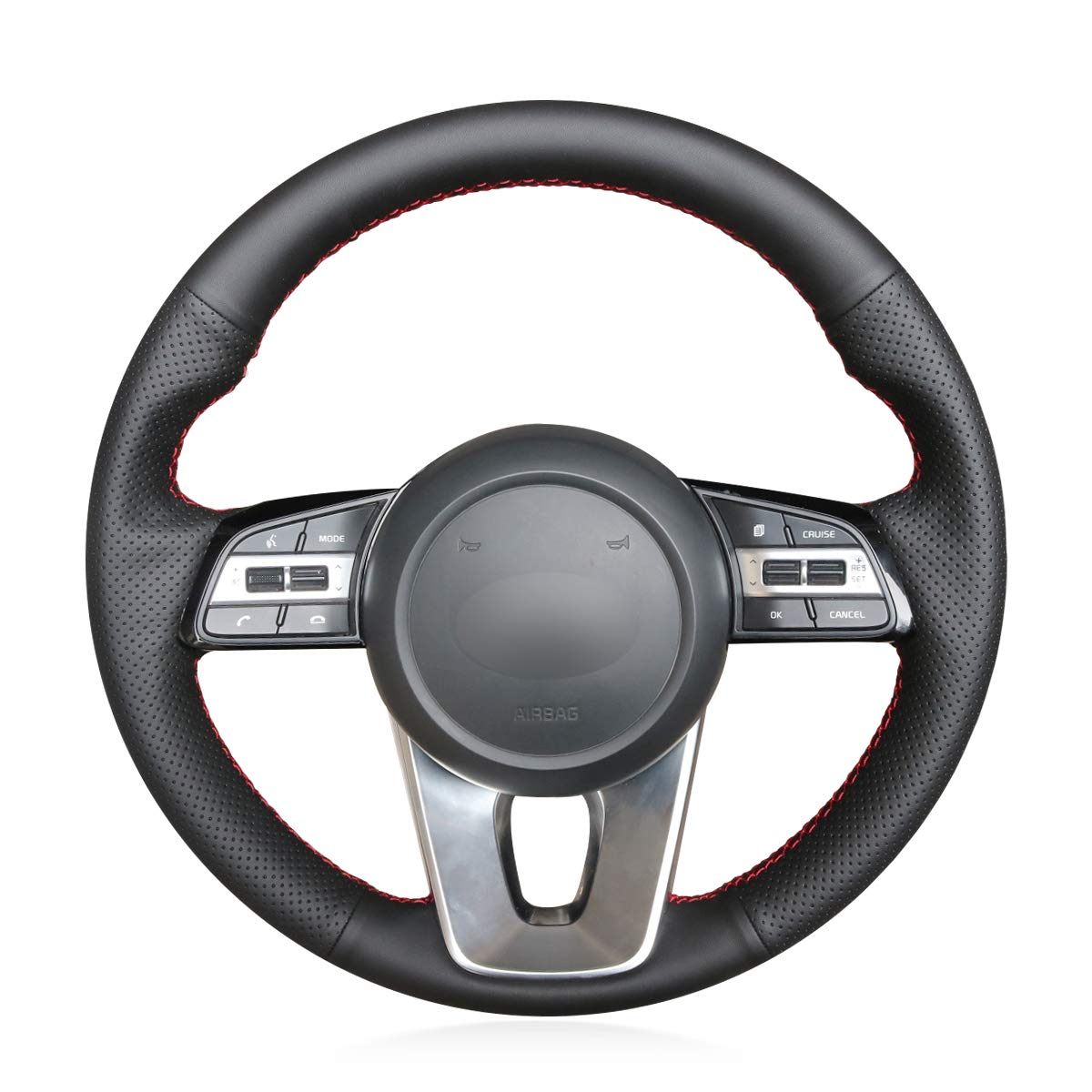 Loncky Auto Custom Fit OEM Black Genuine Leather Steering Wheel Covers ...