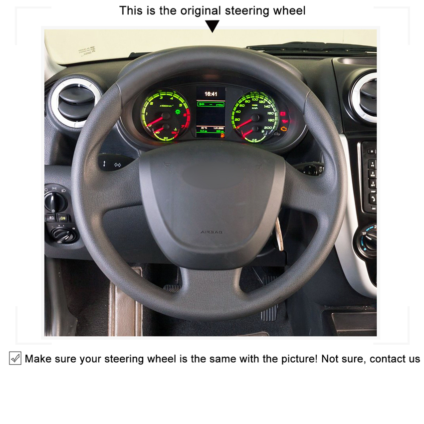 Loncky Black Genuine Leather Custom Fit Car Steering Wheel Cover for ...