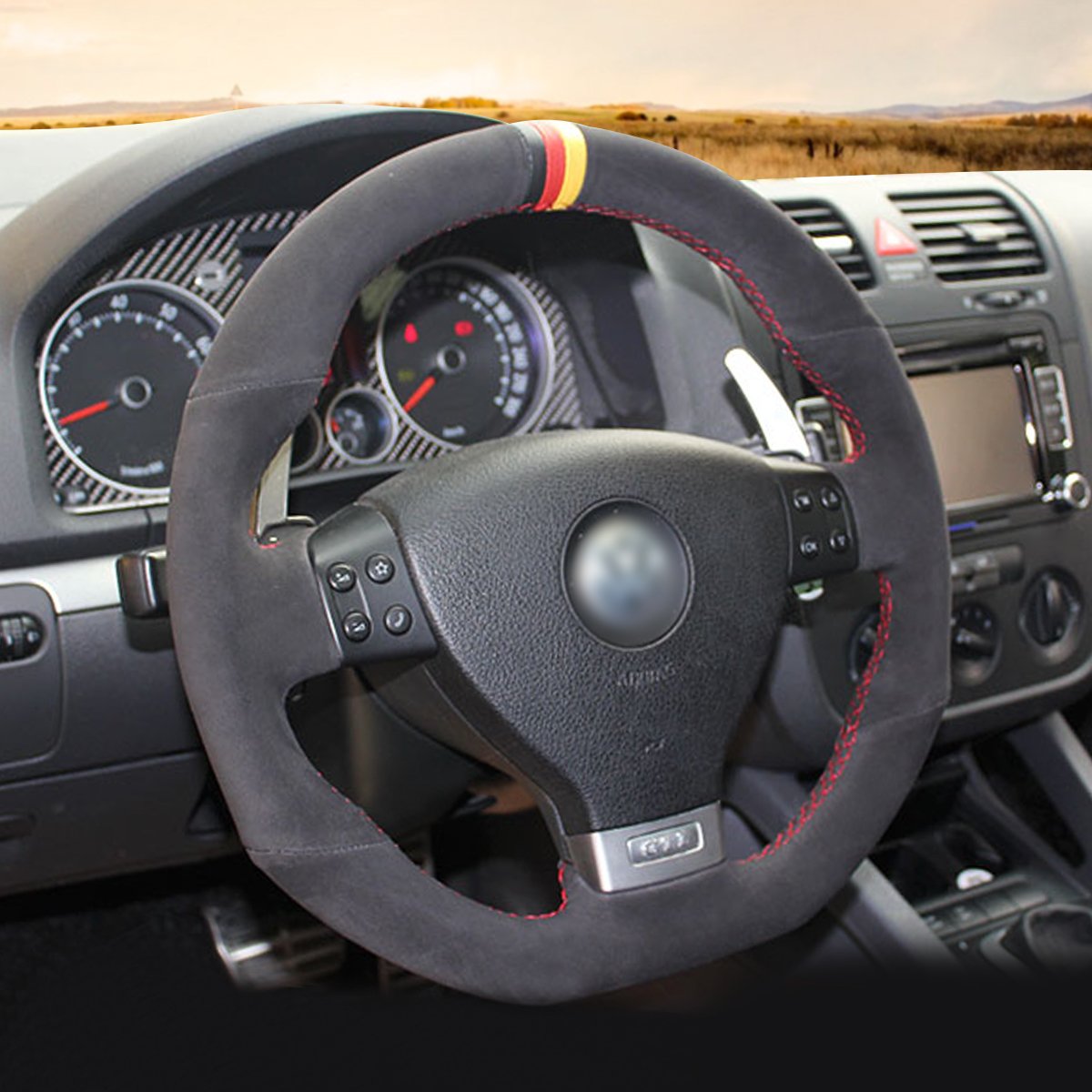 Loncky Auto Custom Fit OEM Black Suede Steering Wheel Cover for ...