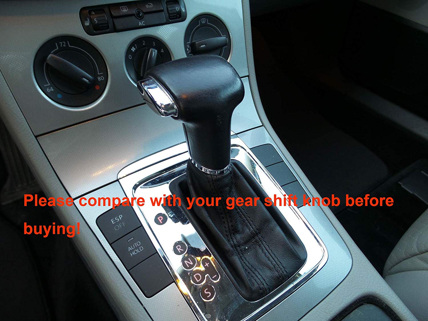 Loncky Black Genuine Leather Custom Car Gear Shift Knob Cover for ...