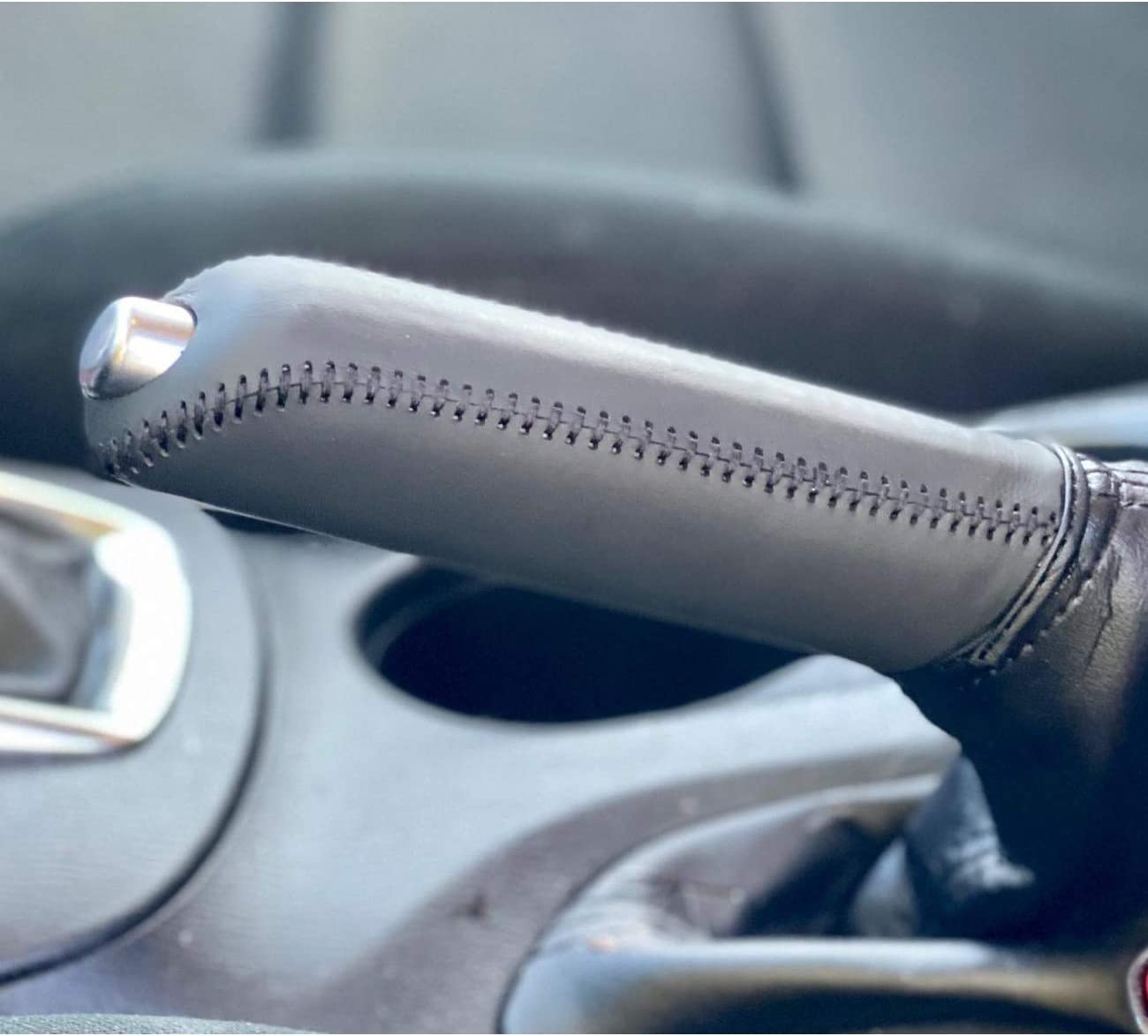 Loncky Black Genuine Leather Custom Car Handbrake Cover for Volkswagen ...