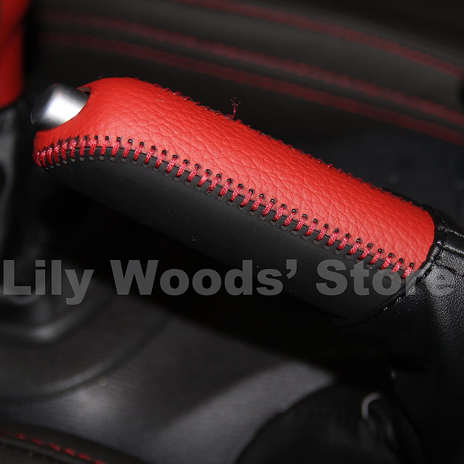 Loncky Black Genuine Leather Custom Car Handbrake Cover for Volkswagen ...
