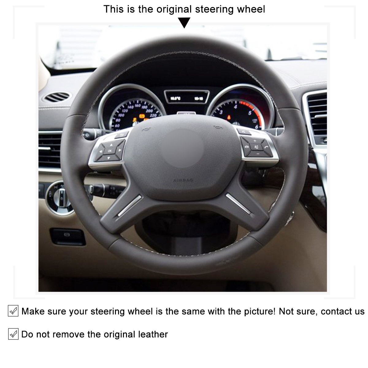 Loncky Auto Custom Fit Black Genuine Leather Black Suede Steering Wheel ...